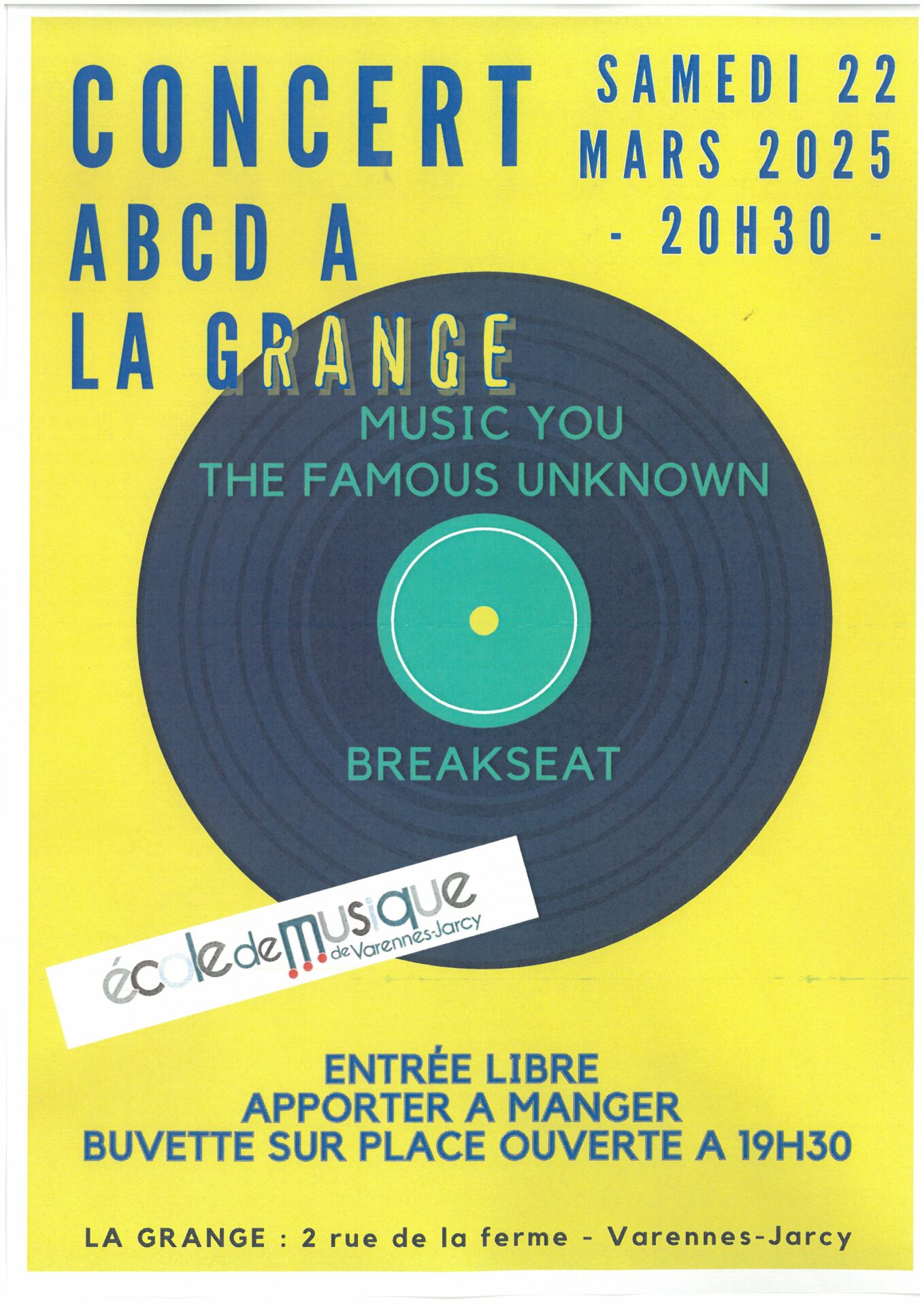 [VARENNES-JARCY] Concert ABCD à la Grange | L'Orée de la Brie